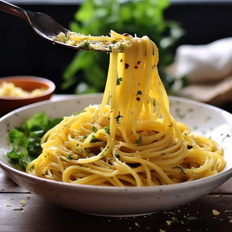 Spaghetti with Garlic and Butter 2 Stock Illustration - Illustration of ...