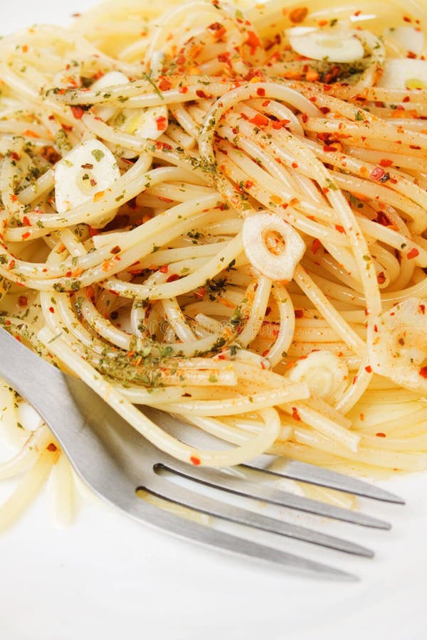 Spaghetti with Garlic and Spices Stock Image - Image of vertical ...
