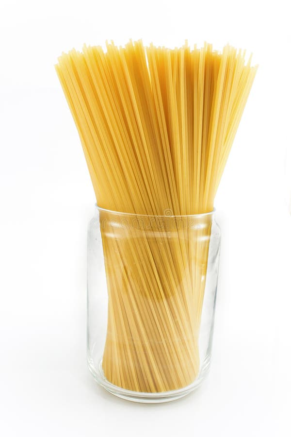 Spaghetti in a Glass Container Stock Photo - Image of uncooked ...