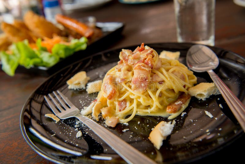 Spaghetti Ham and Cheese for Special Occasions Stock Image - Image of ...