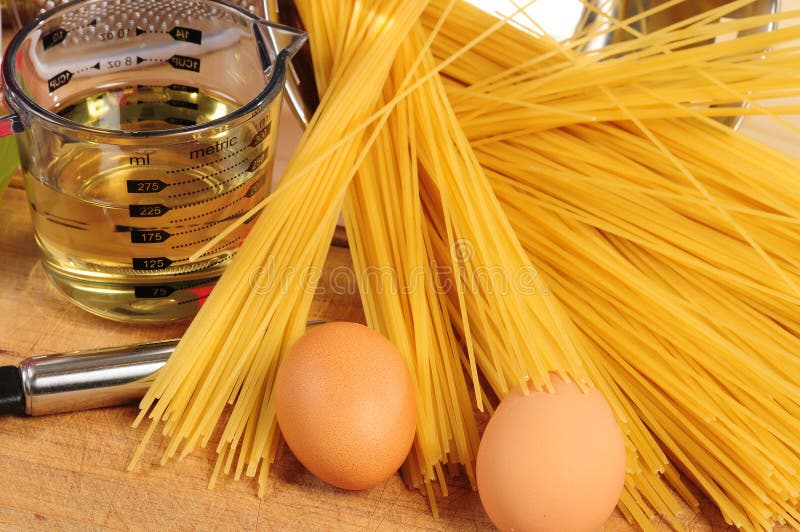 Spaghetti ingredients. stock image. Image of cooking - 13379717