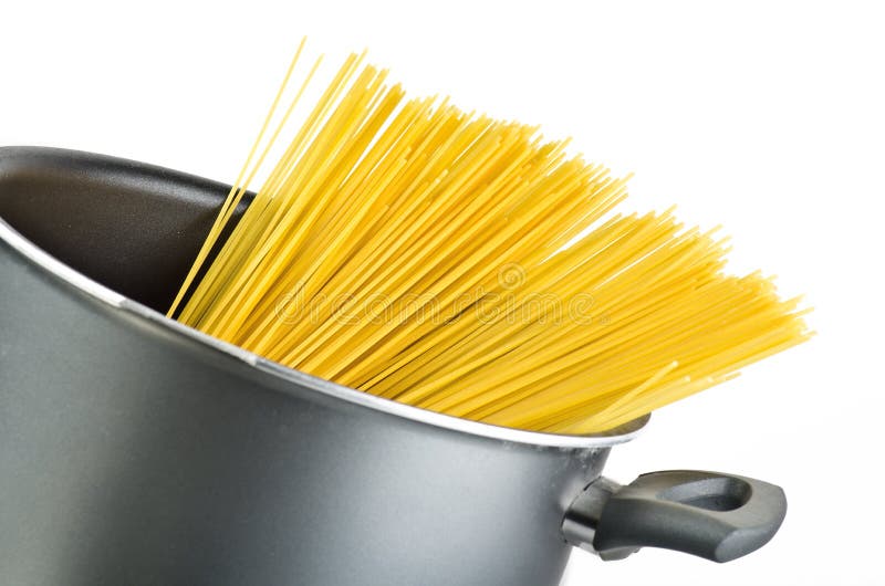 Spaghetti inside a pot stock image. Image of steel, interior - 25535799
