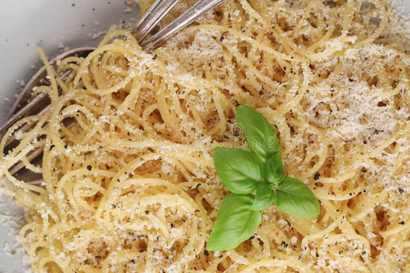 Spaghetti with Italian Cheese Pecorino Romano Stock Image - Image of ...