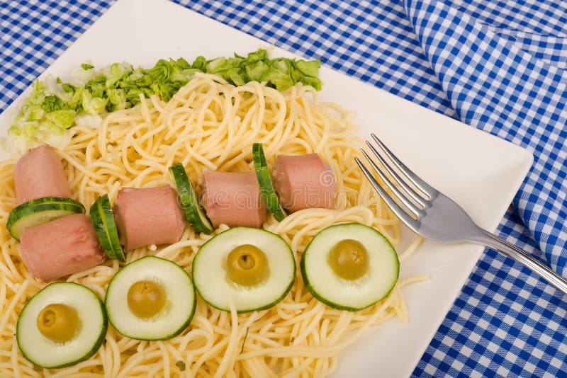 Spaghetti for kids stock photo. Image of sausage, courgette - 32499368