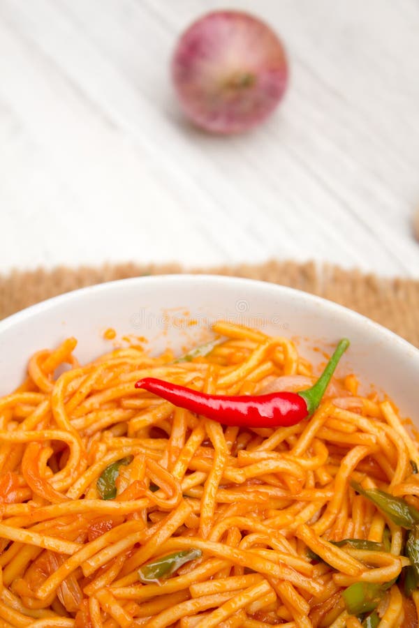 Spaghetti Line on White Wooden Floor, Table Top Stock Photo - Image of ...