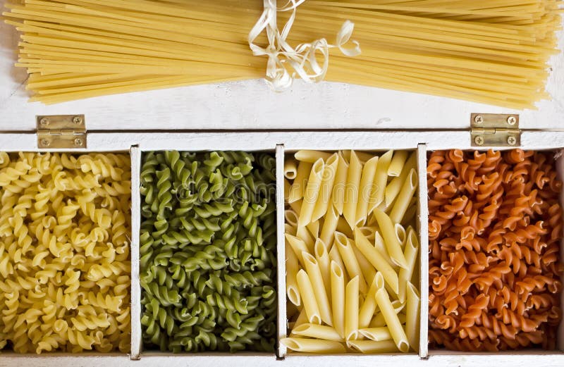 Spaghetti and Macaroni in Different Colors Stock Photo - Image of ...