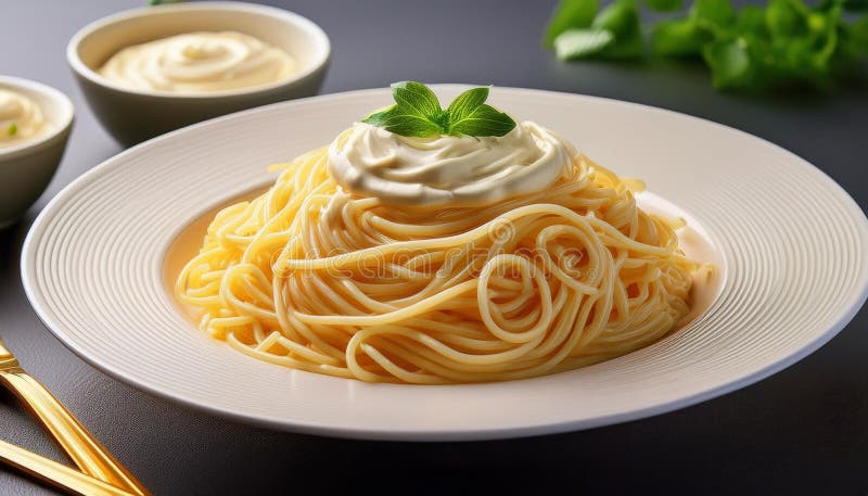 Spaghetti with Mayo Vegetarian Food, AI Generated Stock Illustration ...