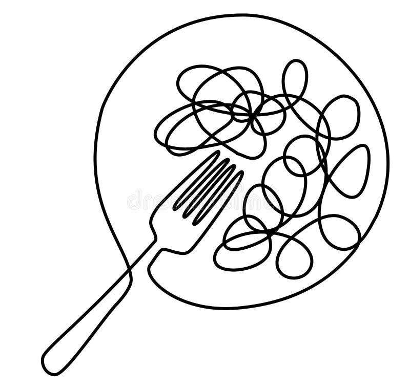 Spaghetti Meal One Line Drawing Design Stock Vector - Illustration of ...