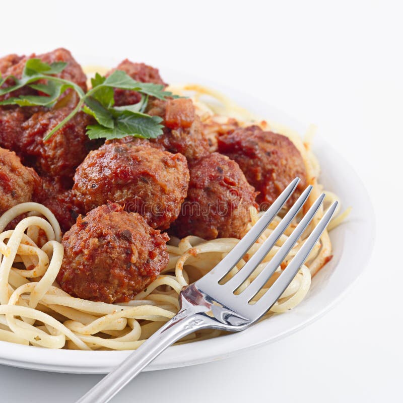 Spaghetti and meat balls stock photo. Image of beef, fork - 11462244