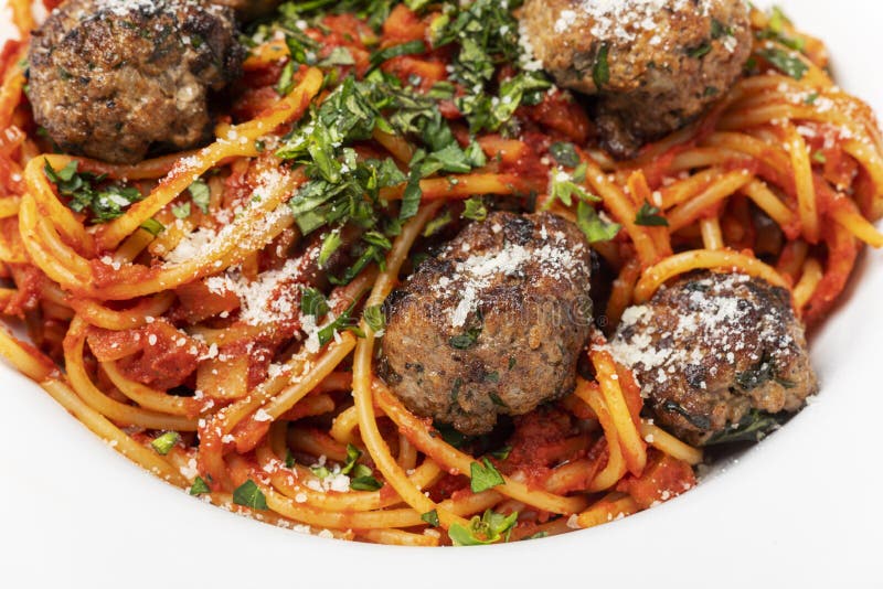 Spaghetti with meat balls stock photo. Image of dinner - 156503884