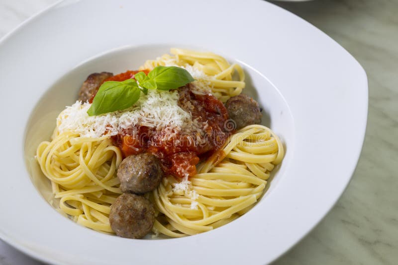 Spaghetti with Meat Balls and Tomato Sauce Stock Photo - Image of sauce ...