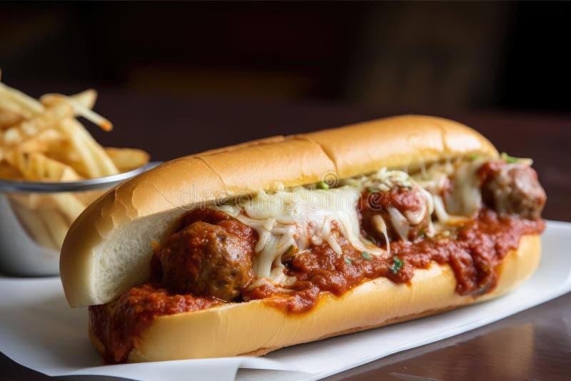 Spaghetti and Meatball Sub, Piled High with Meatballs and Sauce Stock ...