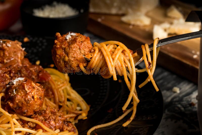 Spaghetti and Meatball Twirl Stock Image - Image of cheese, bolognese ...