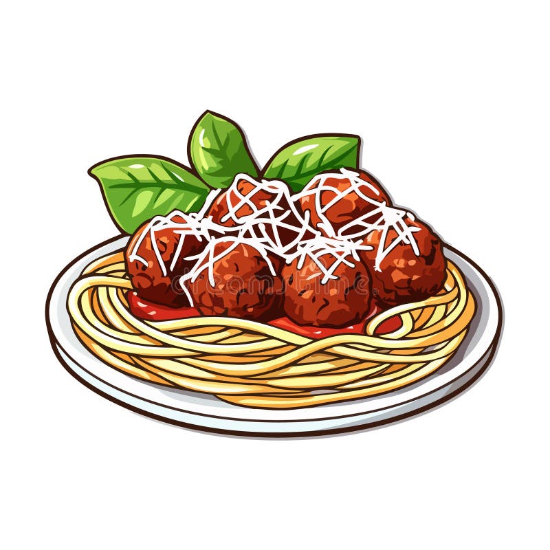 Spaghetti Meatballs Italian Dish with Sauce. Stock Vector ...
