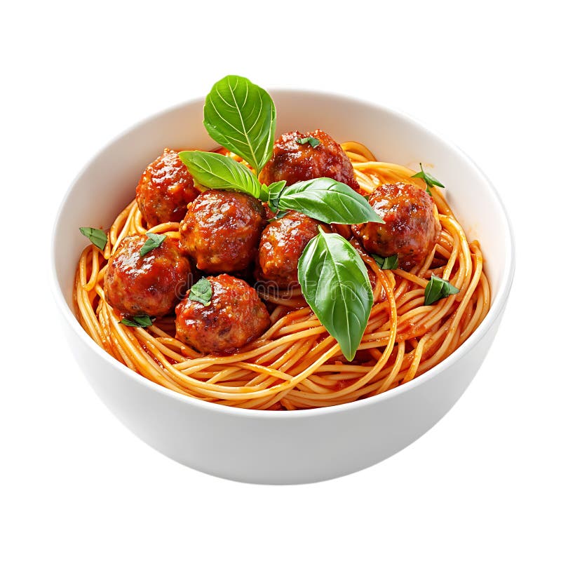 Spaghetti with Meatballs Recipe on Transparent Background Stock ...