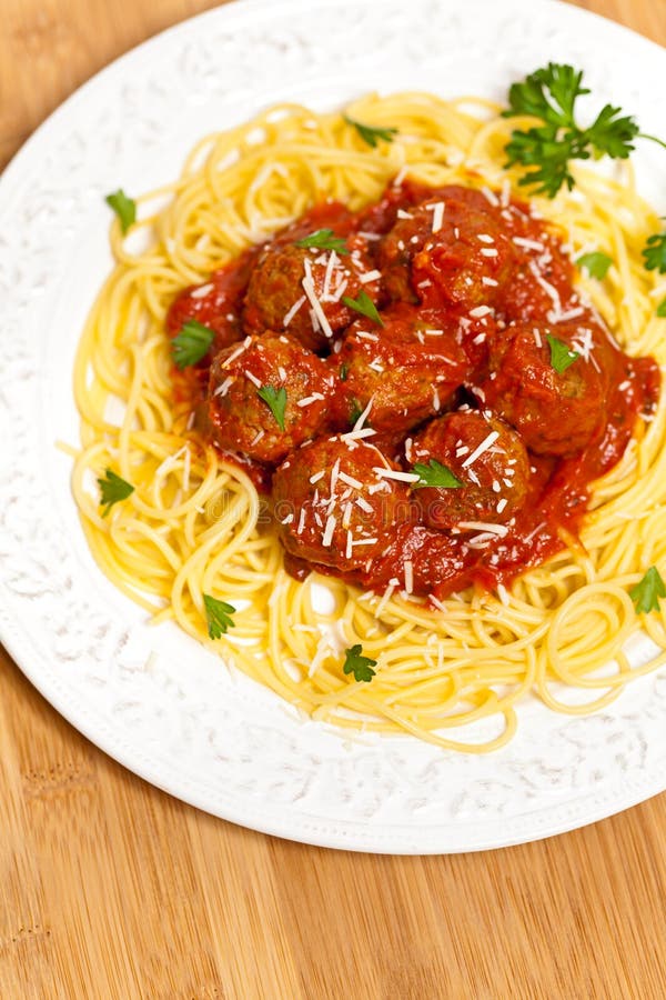 Spaghetti with Meatballs stock image. Image of lunch - 35877319