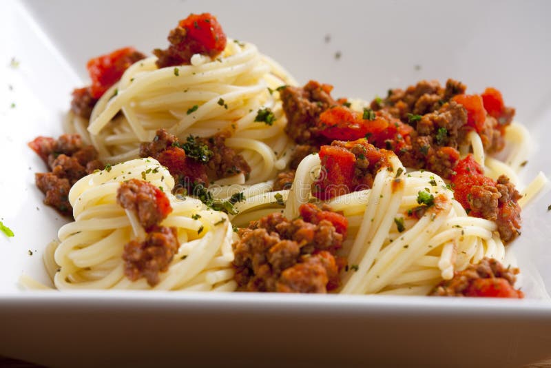Spaghetti with minced meat stock image. Image of lifes - 11155179
