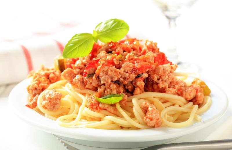 Spaghetti with minced meat stock image. Image of cuisine - 22078695
