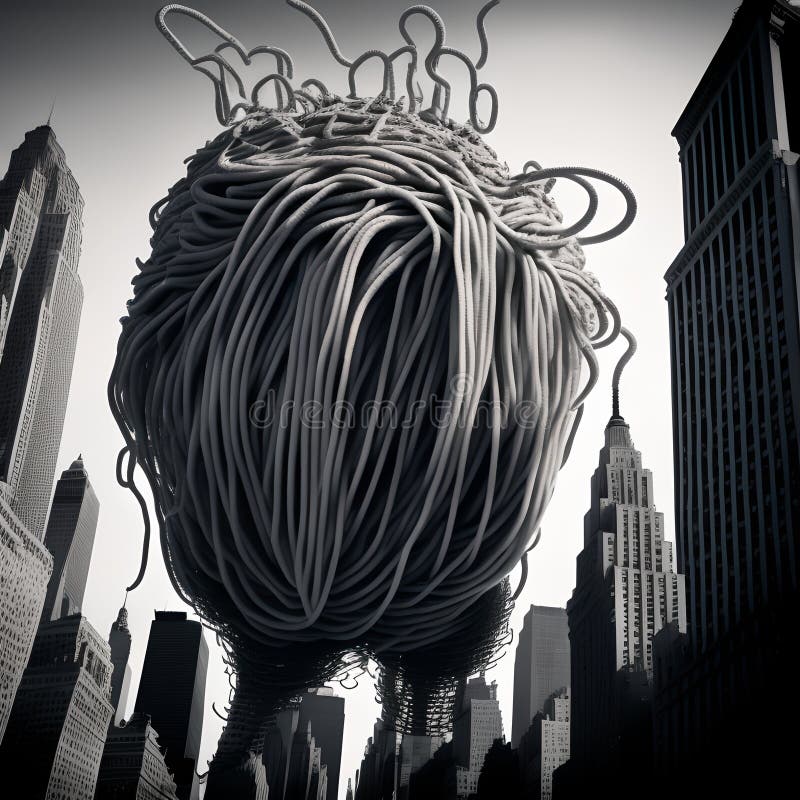 Spaghetti Monster Attacks, Generative AI Illustration Stock ...