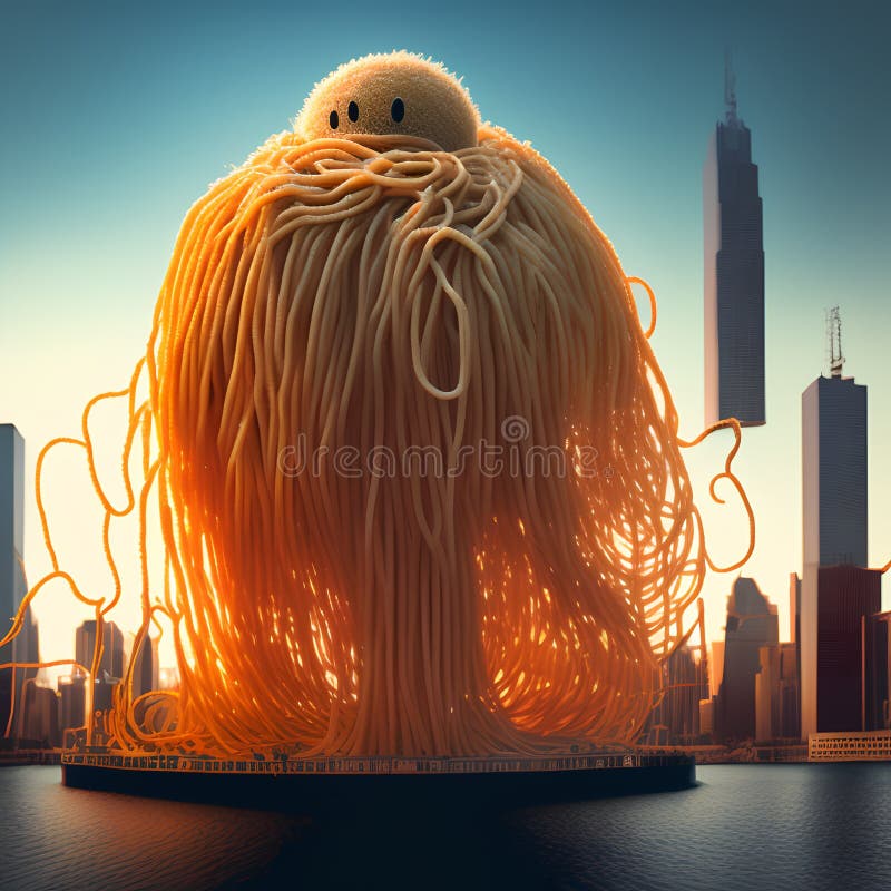 Spaghetti Monster Attacks, Generative AI Illustration Stock ...