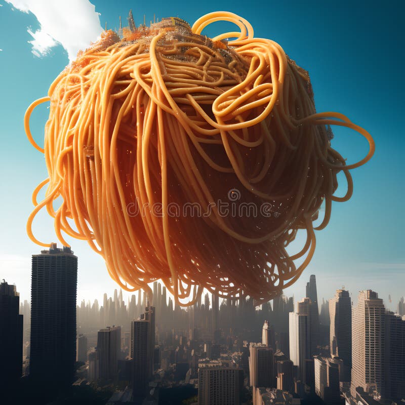 Spaghetti Monster Attacks, Generative AI Illustration Stock ...