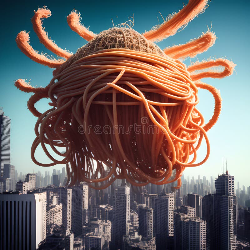 Spaghetti Monster Attacks, Generative AI Illustration Stock ...