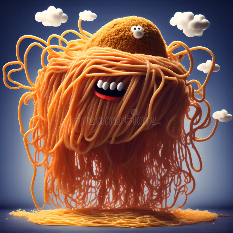 Spaghetti Monster Attacks, Generative AI Illustration Stock ...