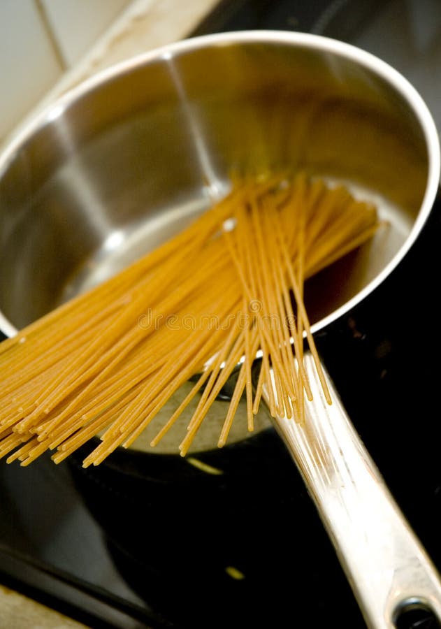 Spaghetti in pan stock photo. Image of saucepan, preparing - 236738