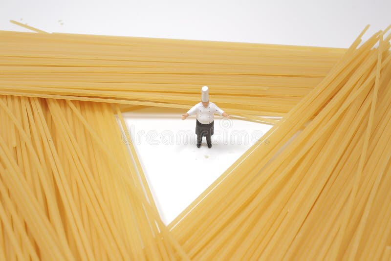 A Spaghetti Pasta with the Chef Figure Stock Image - Image of spaghetti ...