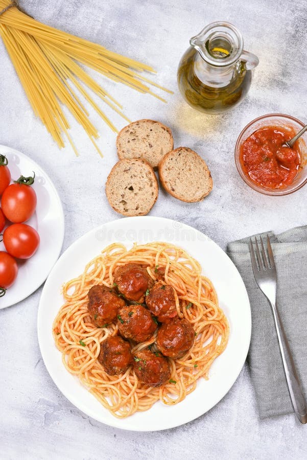 Spaghetti Pasta with Meatballs Stock Photo - Image of ball, gourmet ...