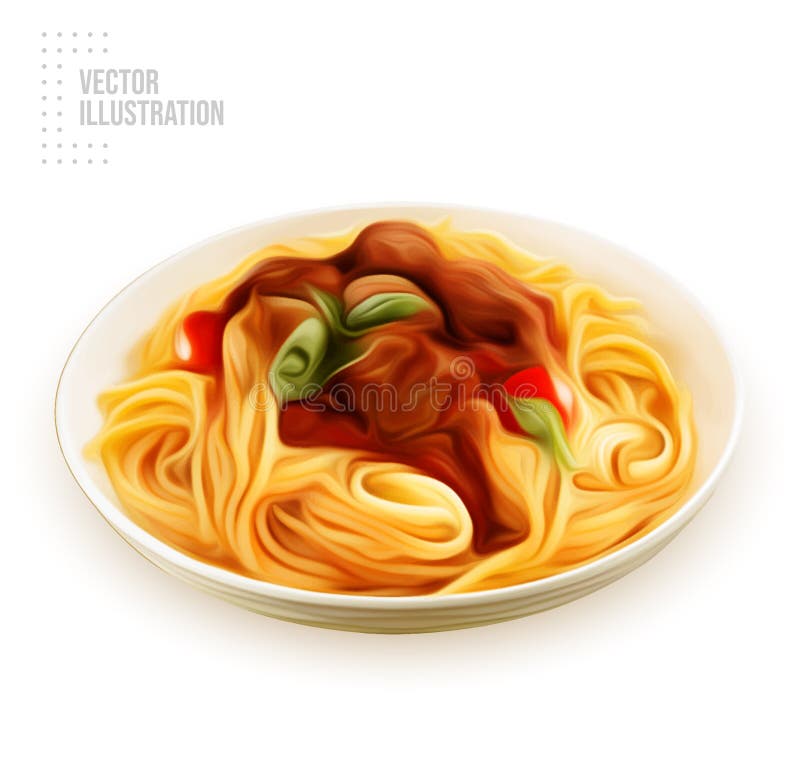 Spaghetti Pasta with Meatballs Vector Illustration Stock Vector ...