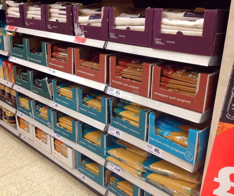 Spaghetti Pasta on a Store Shelf. Editorial Photography - Image of ...