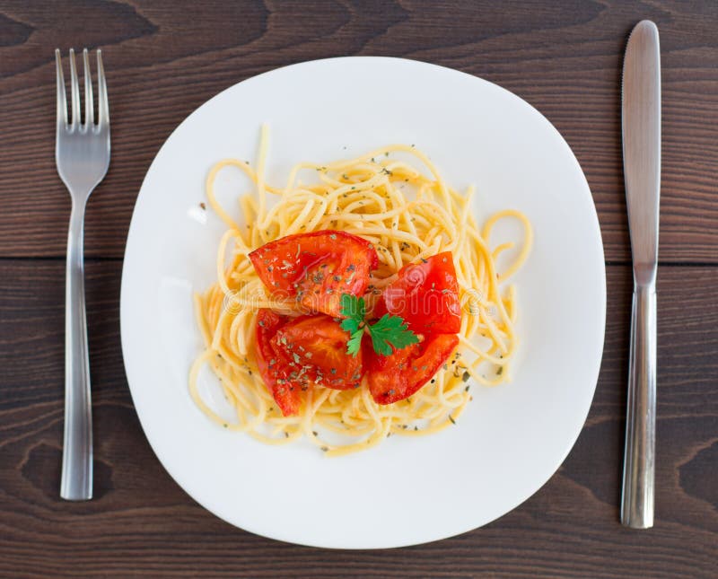 Spaghetti on a plate stock image. Image of pasta, dish - 33416997