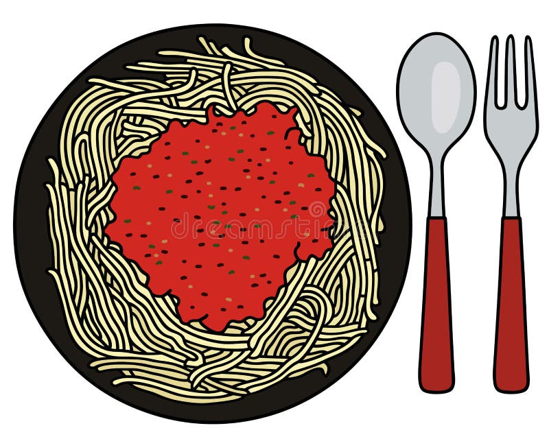 Spaghetti on the plate stock vector. Illustration of spaghetti - 75218013