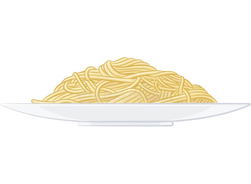 Spaghetti Plate Pasta Meal Side View Stock Illustration - Illustration ...