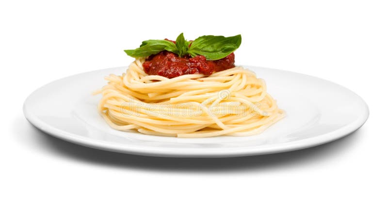 Spaghetti on Plate Top View with Clipping Path Stock Photo - Image of ...