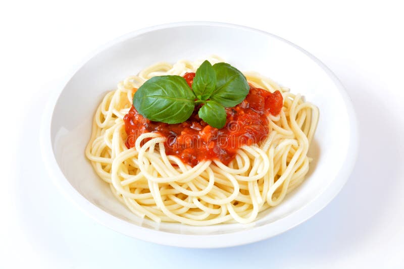 Spaghetti on a plate stock photo. Image of basil, plate - 314258888