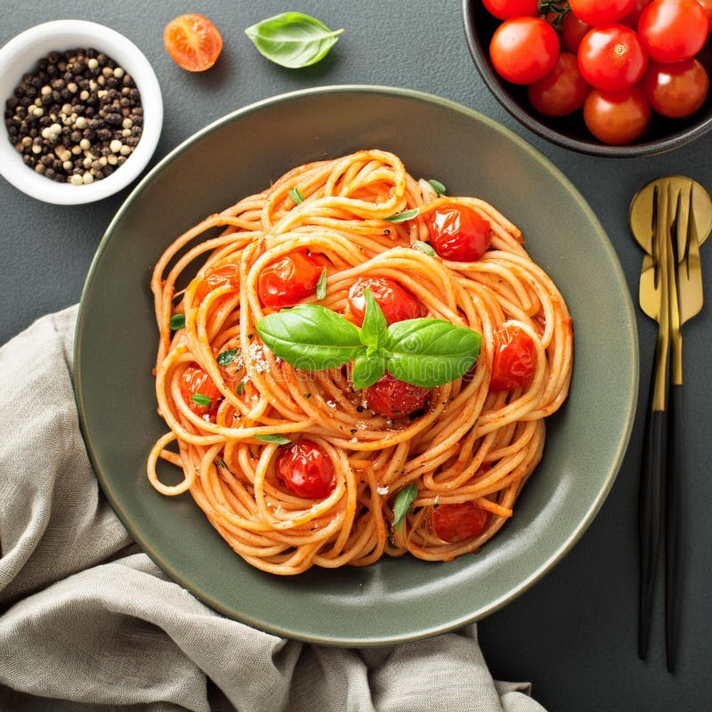Spaghetti Pomodoro Pasta Food, AI Generated Stock Illustration ...