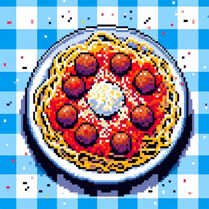 Spaghetti Portrait, Pixel Art Stock Illustration - Illustration of ...