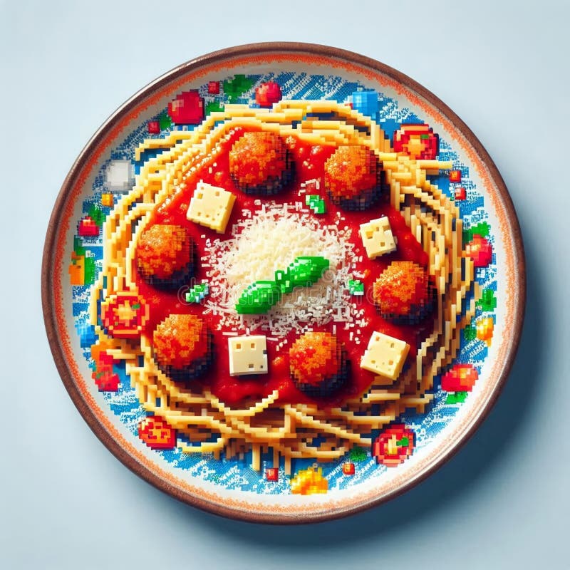 Spaghetti Portrait, Pixel Art Stock Illustration - Illustration of ...