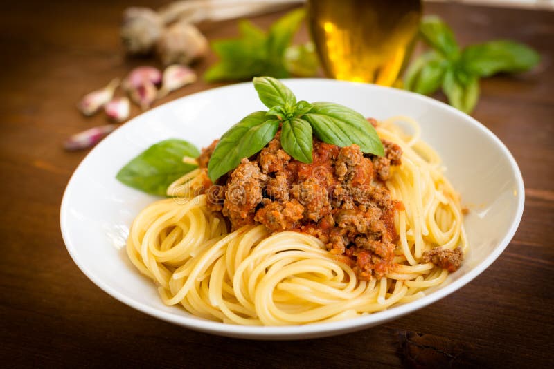 Spaghetti with ragout stock photo. Image of restaurant - 45287660