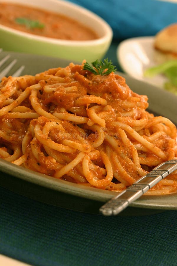 Spaghetti in Red Sauce stock photo. Image of pici, udon - 38506518
