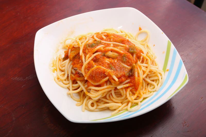 Spaghetti with red sauce stock image. Image of cheese - 111193667