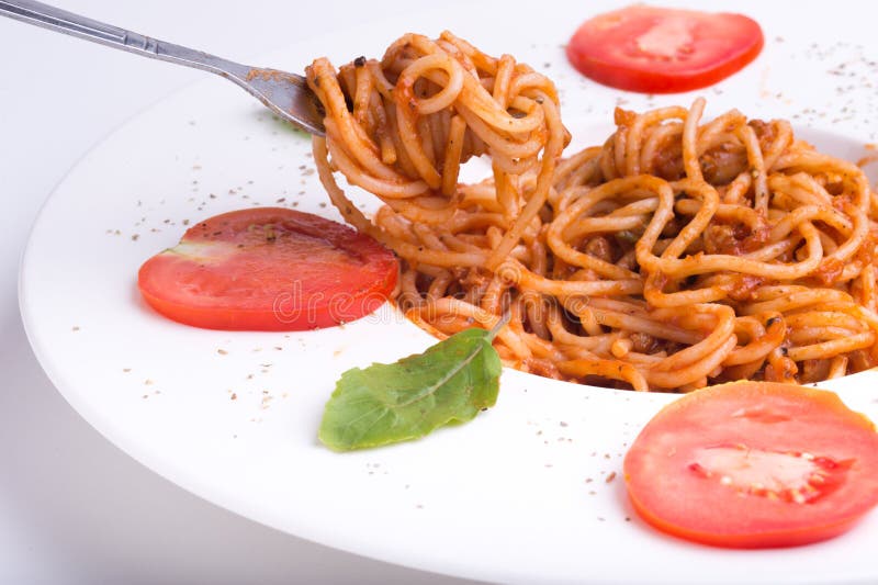 Spaghetti with red sauce stock image. Image of mediterranean - 56472715