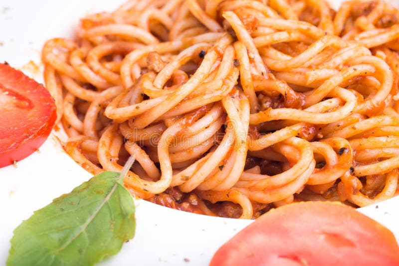 Spaghetti with red sauce stock photo. Image of gourmet - 56473004