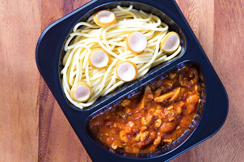 Spaghetti with Red Tomato Sauce Stock Photo - Image of case, store ...