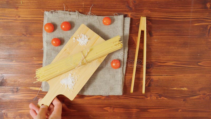 Spaghetti on a Rustic Background. Yellow Italian Pasta. Long Spaghetti ...