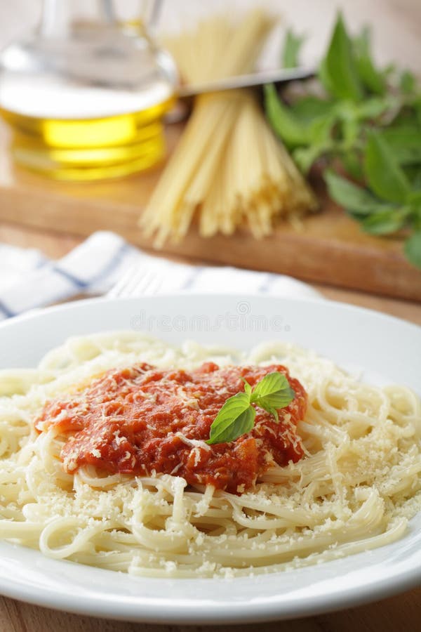 Spaghetti with salsa stock image. Image of vertical, prepared - 20133819