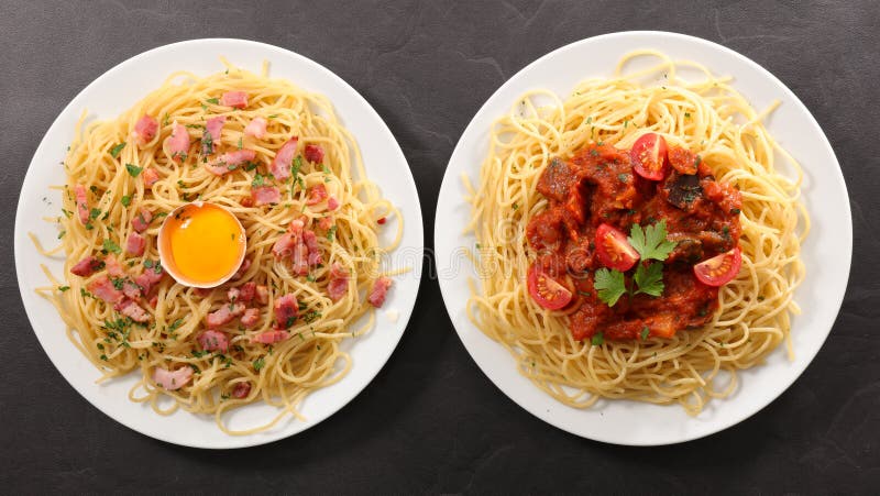 Assorted spaghetti meal stock photo. Image of spaghetti - 128354682