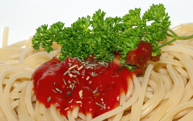 Spaghetti, Sauce and Parsley Stock Image - Image of color, italy: 203581187